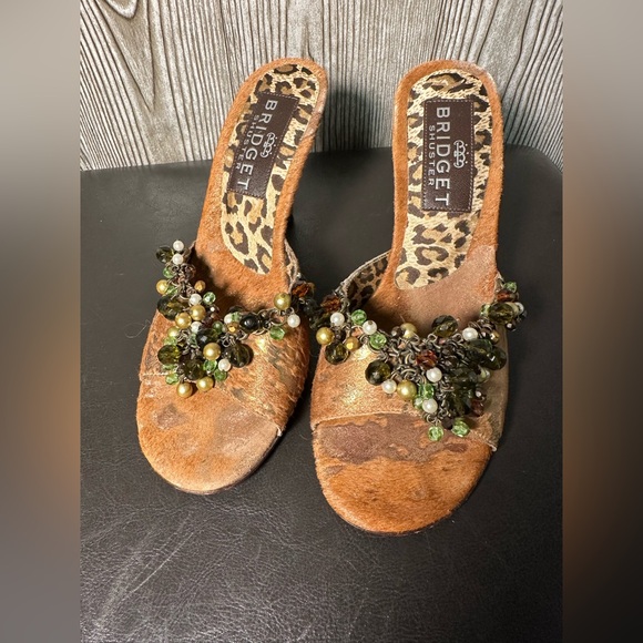 Bridget Shuster | Shoes | Calf Hair Beaded Open Toe Heels Sz 8 | Poshmark